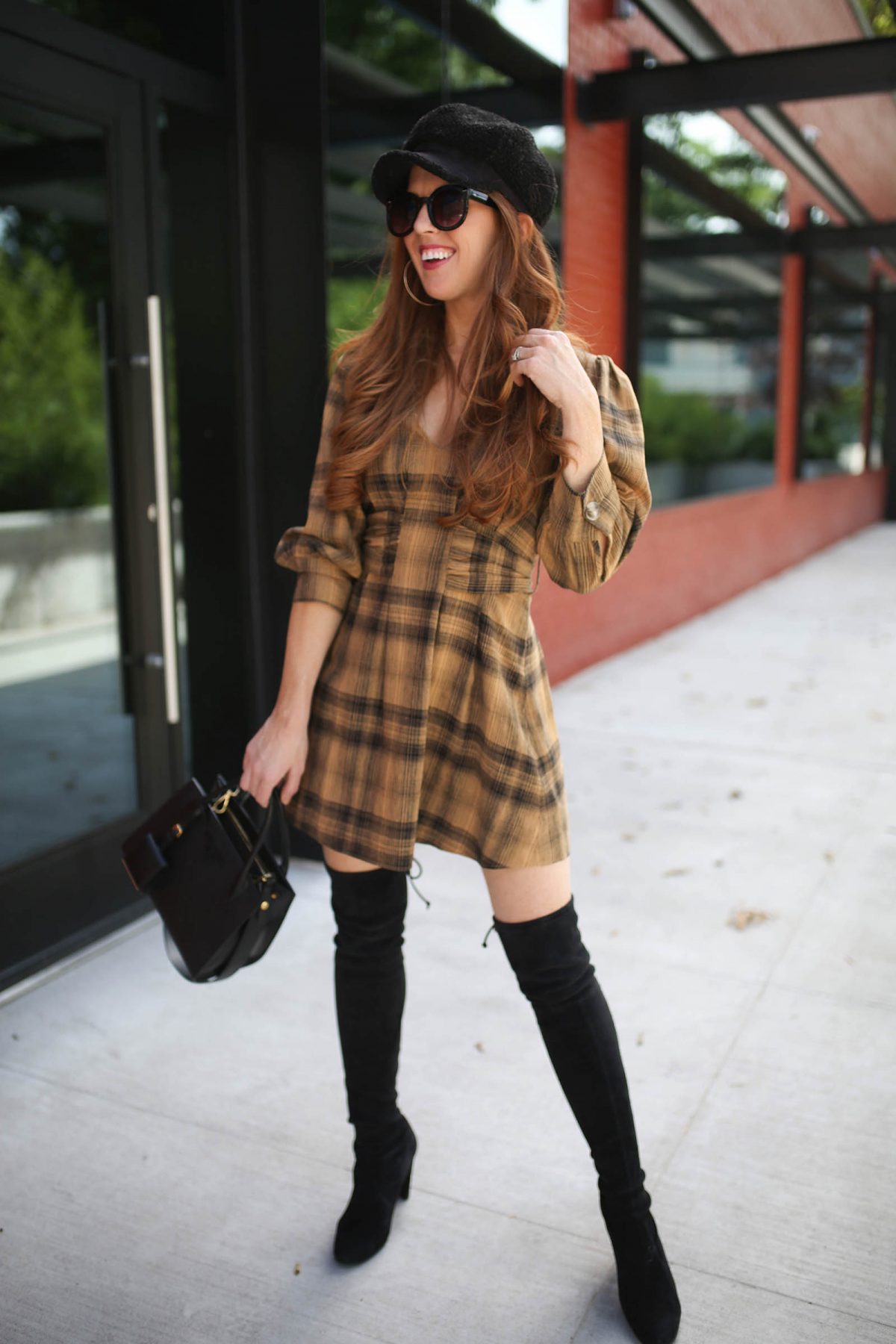 Fall Plaid Dress - Jimmy Choos & Tennis Shoes